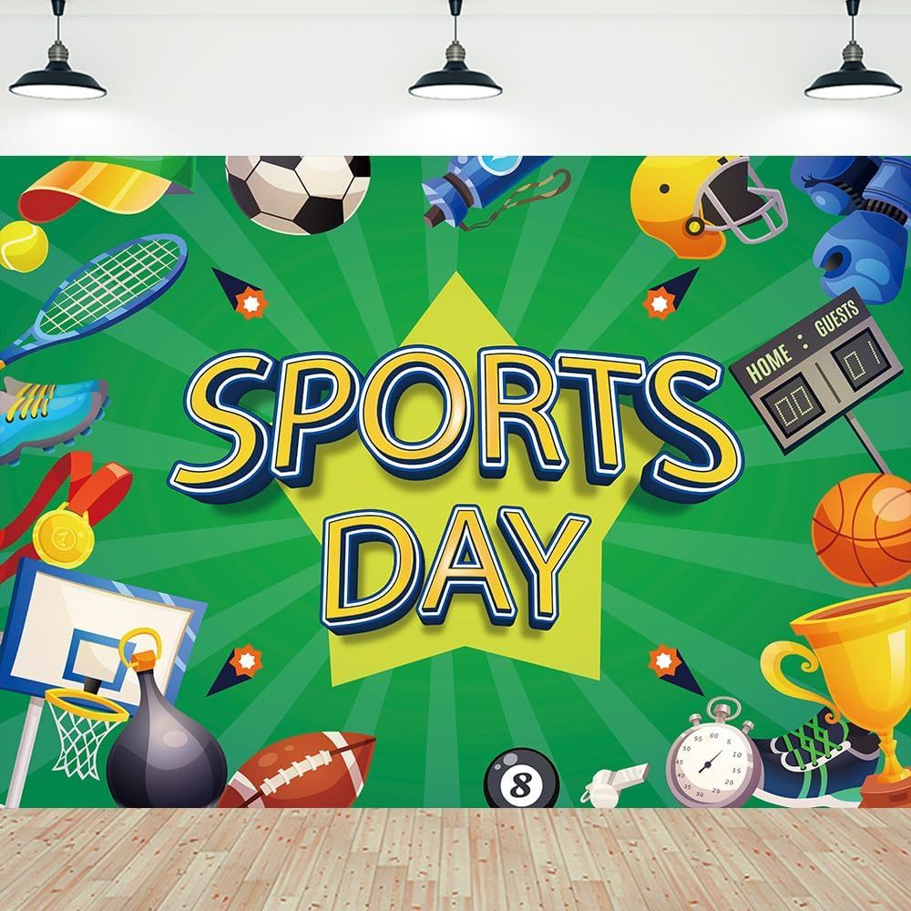 Sports Day Theme Photography Backdrop Soccer Basketball Baseball Sports ...