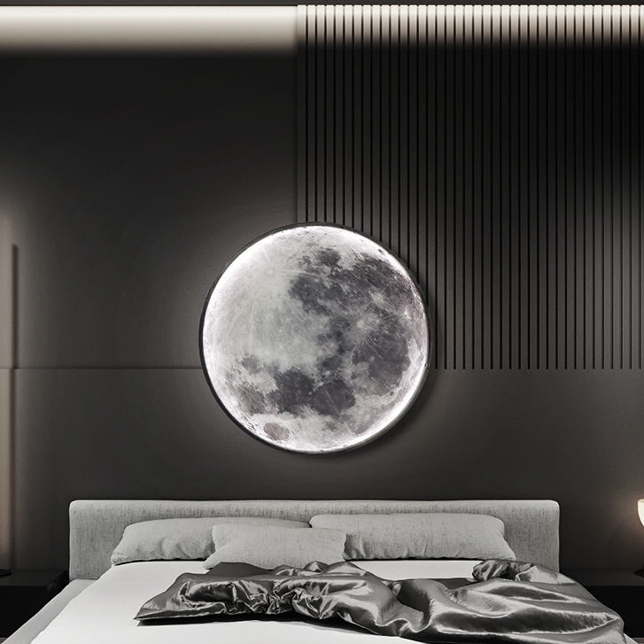 Moon Wall Sconce with Remote Control, Dimmable Modern LED Wall Lamp ...
