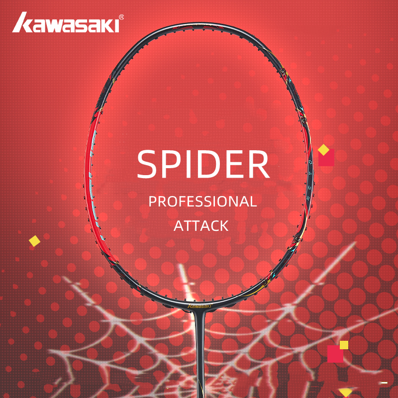 Kawasaki Professional Badminton Racket SPIDER 4U 18-32LBS Full Carbon ...