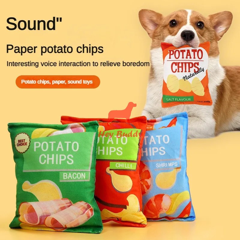 Interactive Pet Toy with Crinkly Chips and Cards Shapes for Dogs and ...