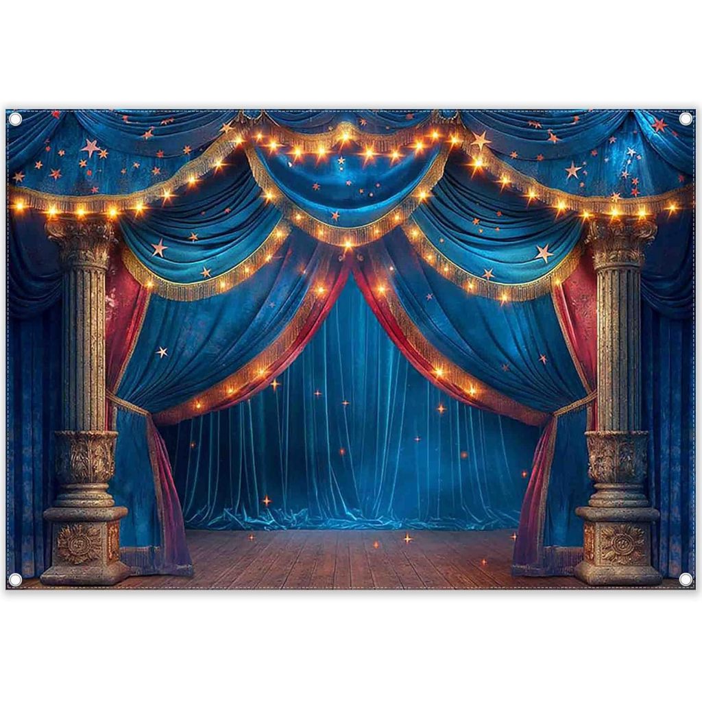 7x5ft Theater Curtain Stage Backdrop Glitter Stars Carnival Circus ...