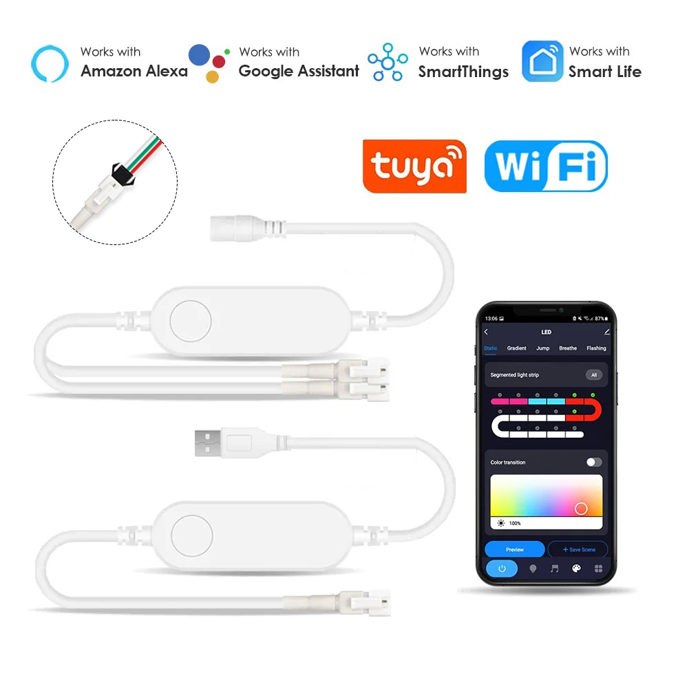 Tuya WiFi Led Controller RGB 3PIN Pixel Controller 5V 12V WS2812 WS2811 ...