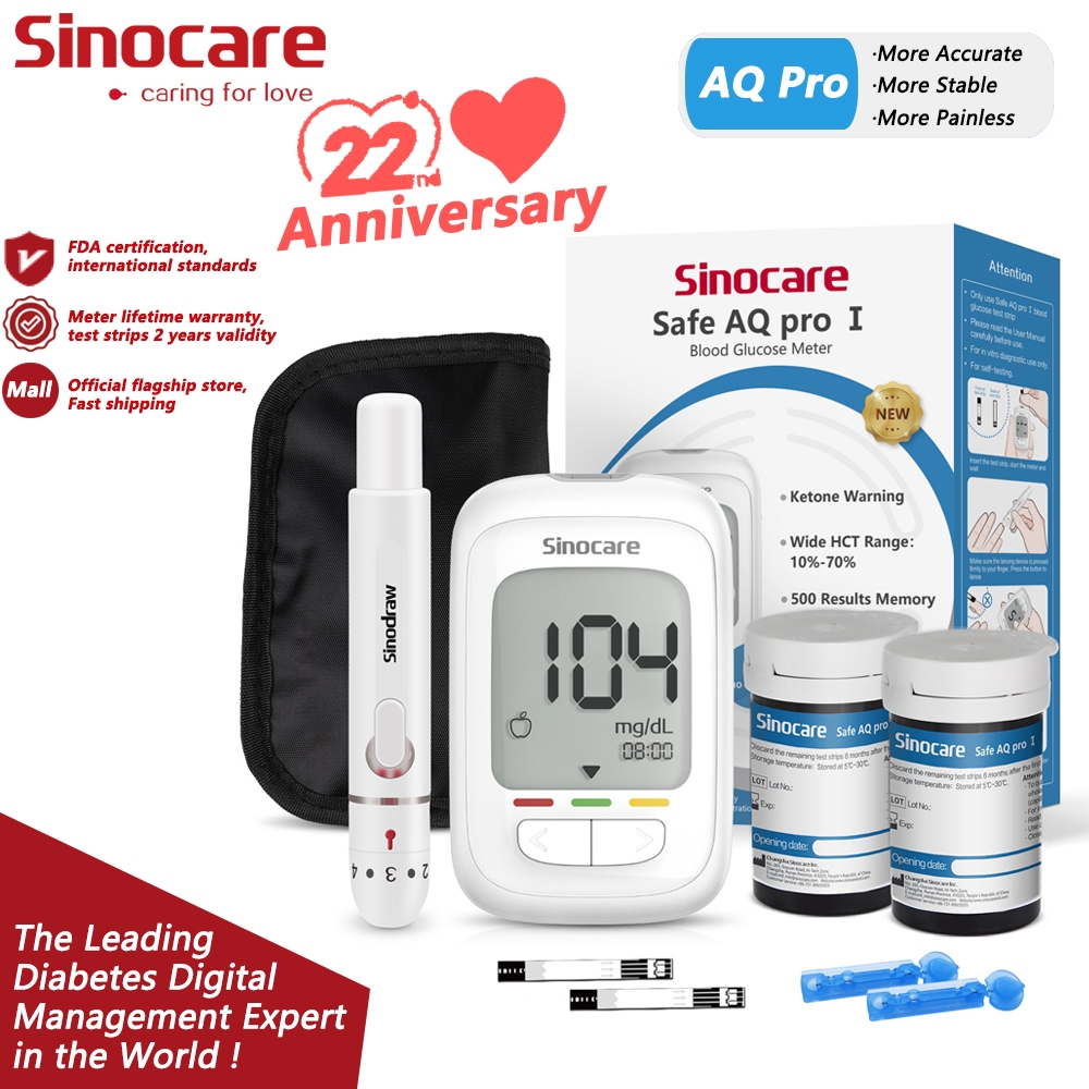 Sinocare Blood glucose Meter AQ Pro Ⅰ Sugar Monitoring Glucometer Kit ...