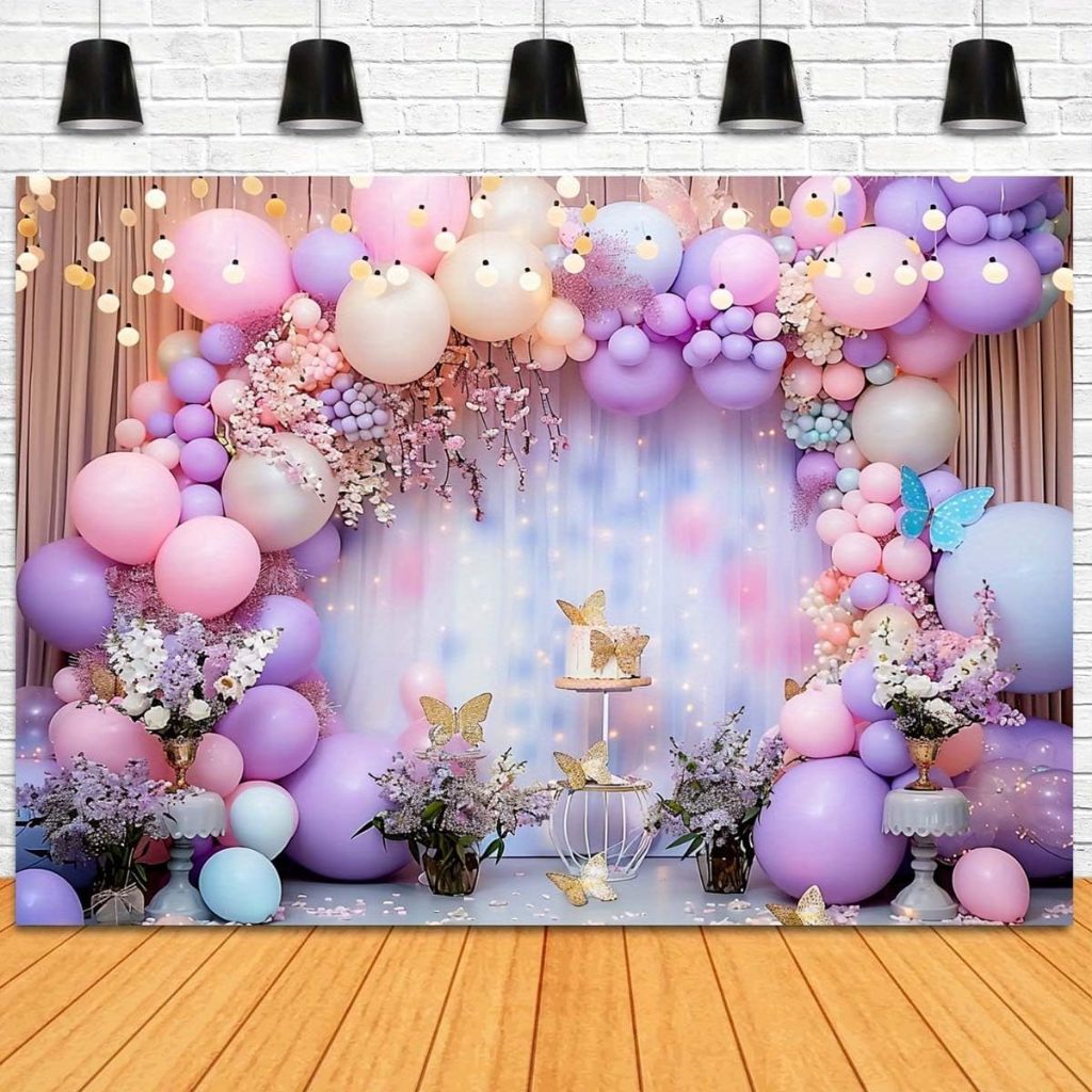 Sweet One Wonderland First Birthday Party Backdrop Pink Balloons ...