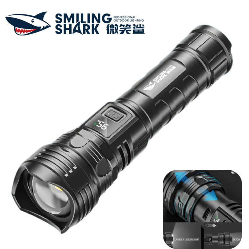 Smiling Shark SD5268 led Super Bright Flashlight M60 8000ML Zoom focus ...
