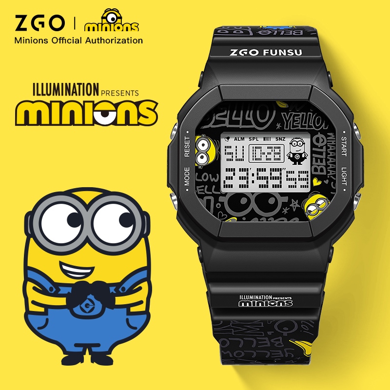 ZGO x Minion Watch For Kids Boys Small Square Watch Sports 50M ...