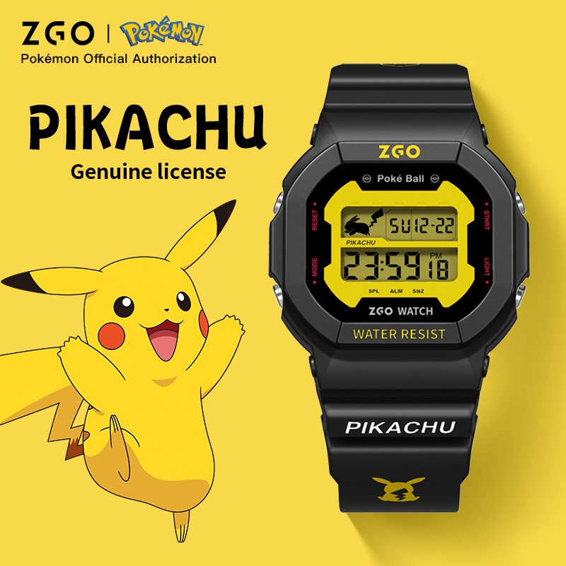 ZGO x Pokemon Pikachu Watch Kids Electronic Waterproof Sports Luminous ...