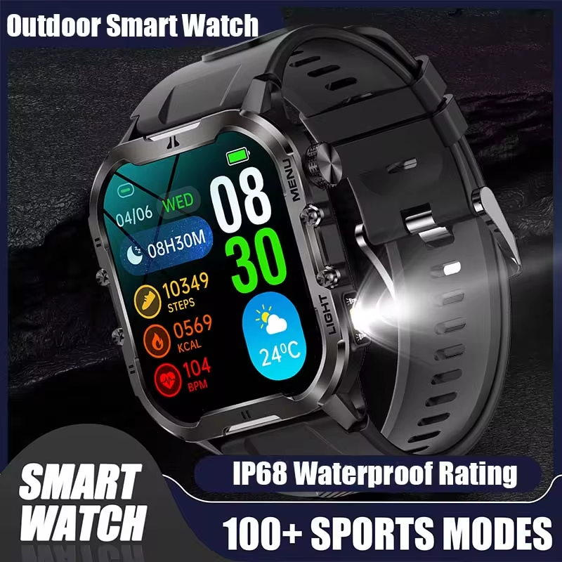 2024 New LED Lighting Men Outdoor military smart watch Bluetooth Call ...