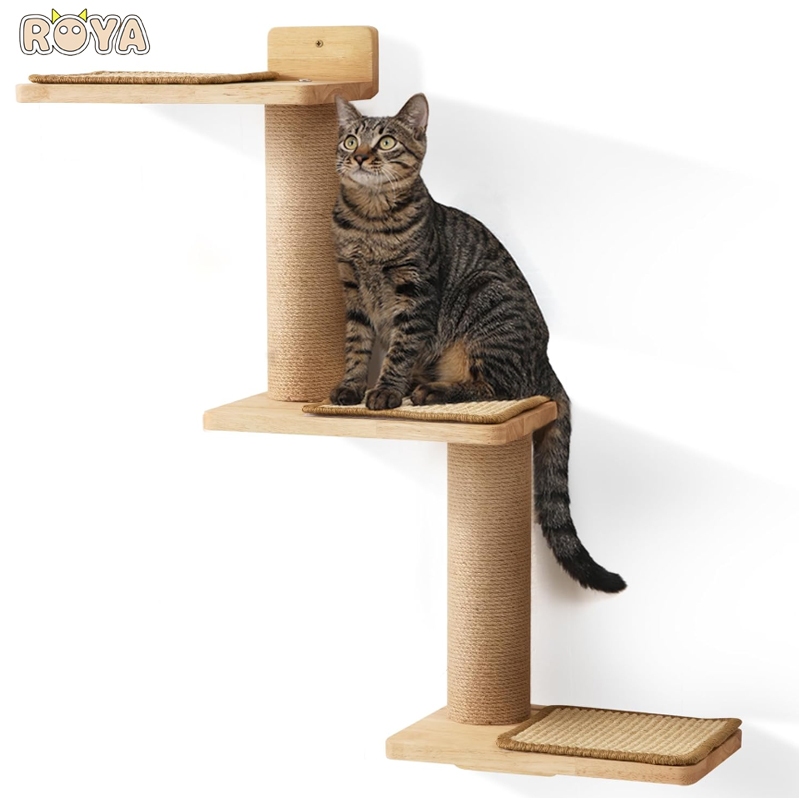 ROYA Cat Climbing Shelf Wall Mounted Cat ladder Four Step Cat Stairway ...
