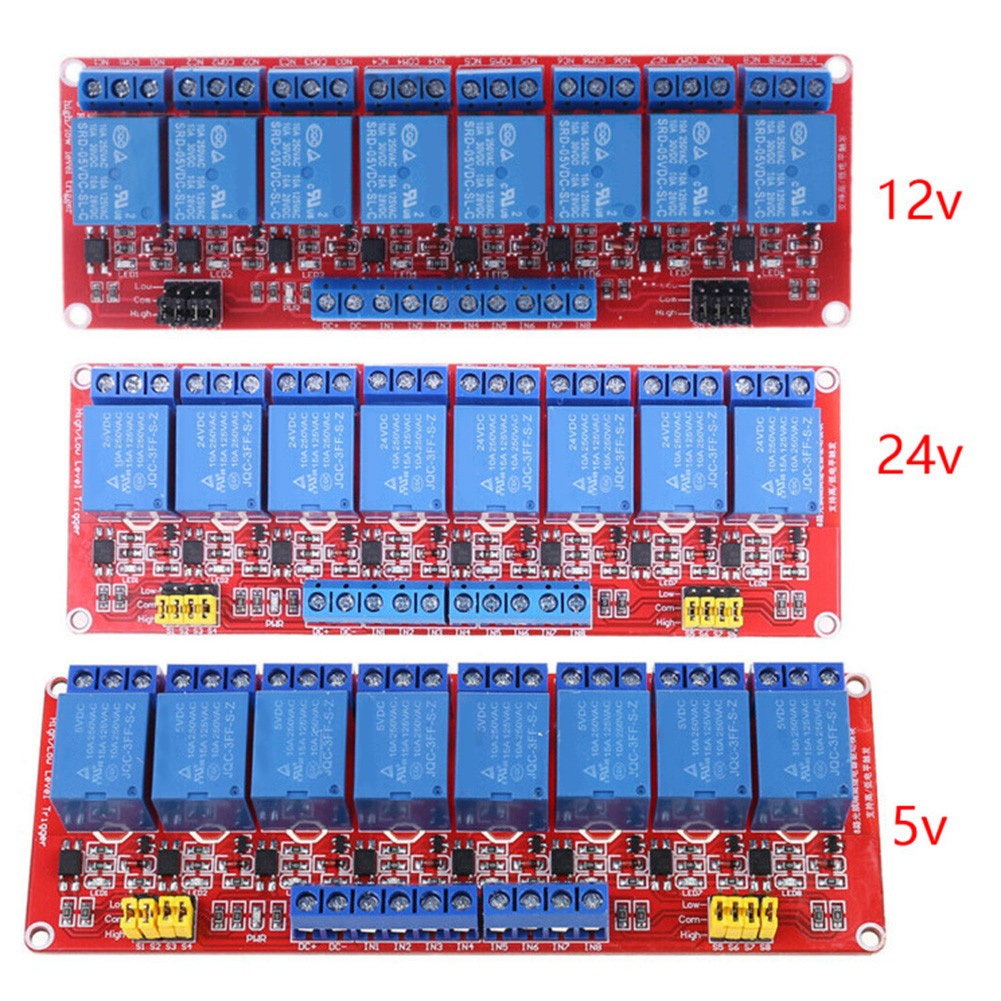 8 Channel Relay Module 5V 12V 24V High and Low Level Trigger Relay ...