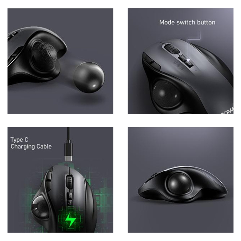 Jomaa Bluetooth Trackball Mouse with Bag 2.4g Ergonomic Mice Rollerball ...