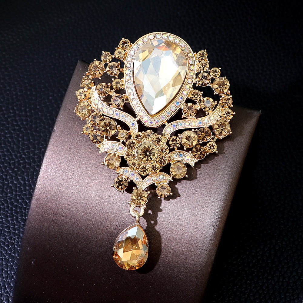 Large Crystal Brooches Water-drop Modelling For Women Vintage Fashion ...