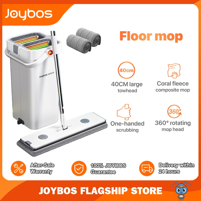 Joybos Mop with Bucket and Squeeze,Hand Free Flat Floor Mop and Bucket ...