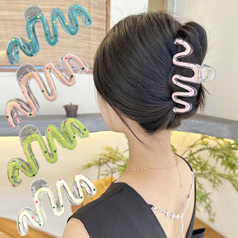 New Style Summer Multicolor Wave Grab Clip Fashion Plate Hair Clip ...