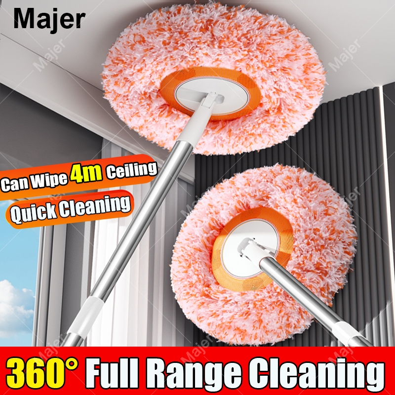 Floor Mops Ceiling Mop Wall Mop with 2m Handle Round Map Lazy Dust ...