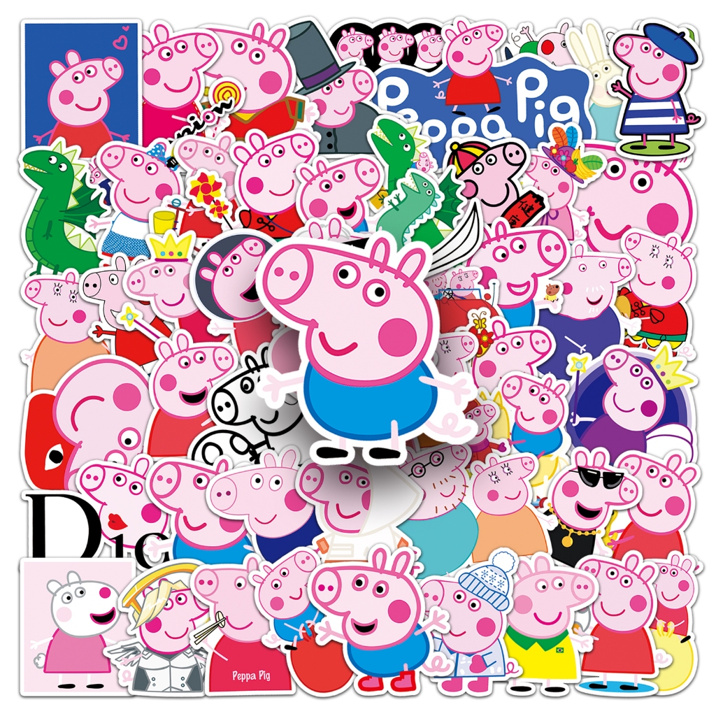 52 Piece Funny Peppa Pig Stickers Waterproof DIY For Laptops/Phones ...