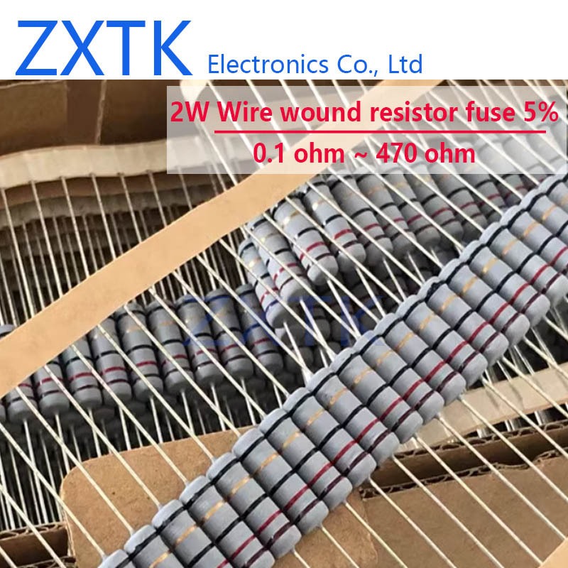 20PCS 2W Wire wound resistor fuse 5% 0.1R - 470R 1R 2.2R 3.9R 5.6R 6.8R ...