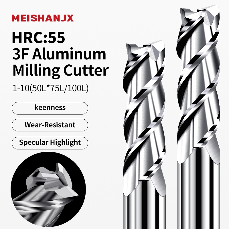 HRC55 End Mill for Aluminum & Copper 3-Flute 1mm-10mm Tungsten Steel ...