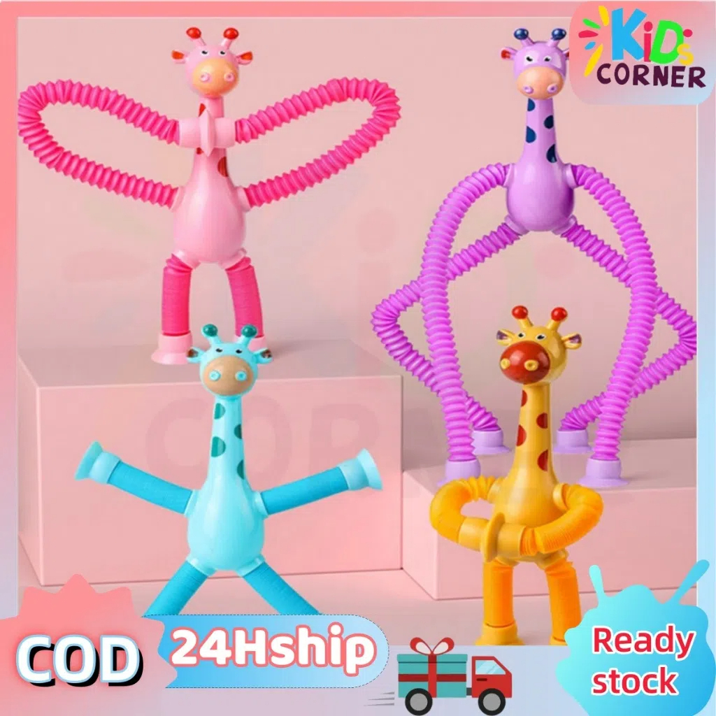 Telescopic Suction Cup Giraffe Toy Pop Tubes Fidget Toys Stress Relief ...