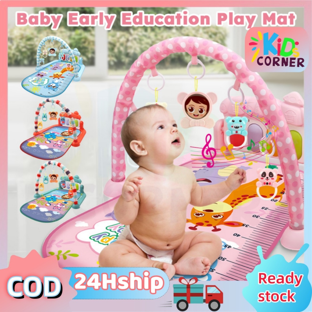 Baby Play Mat (With Lights Music Piano Keyboard & Hanging Toy) Gym ...