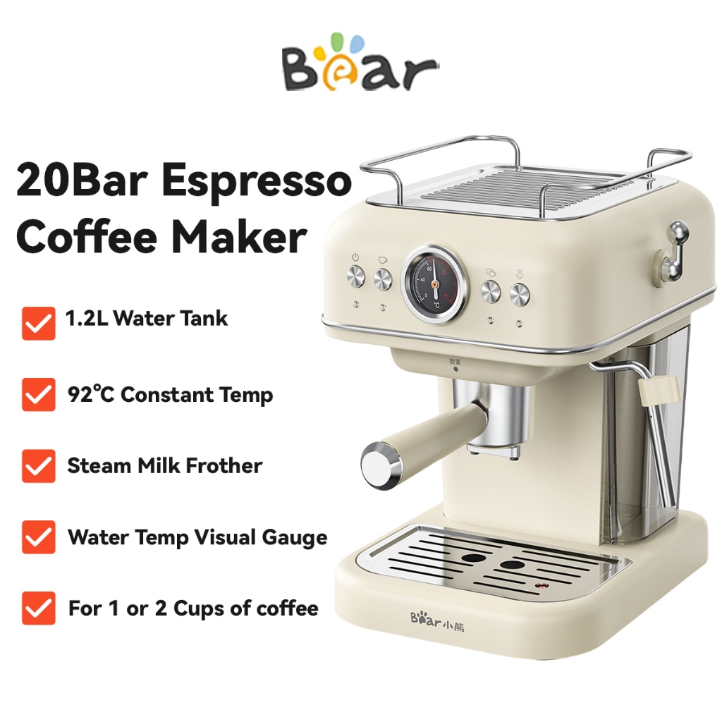 Bear Espresso Machine Coffee Maker with Milk Frother Wand Steamer Semi ...