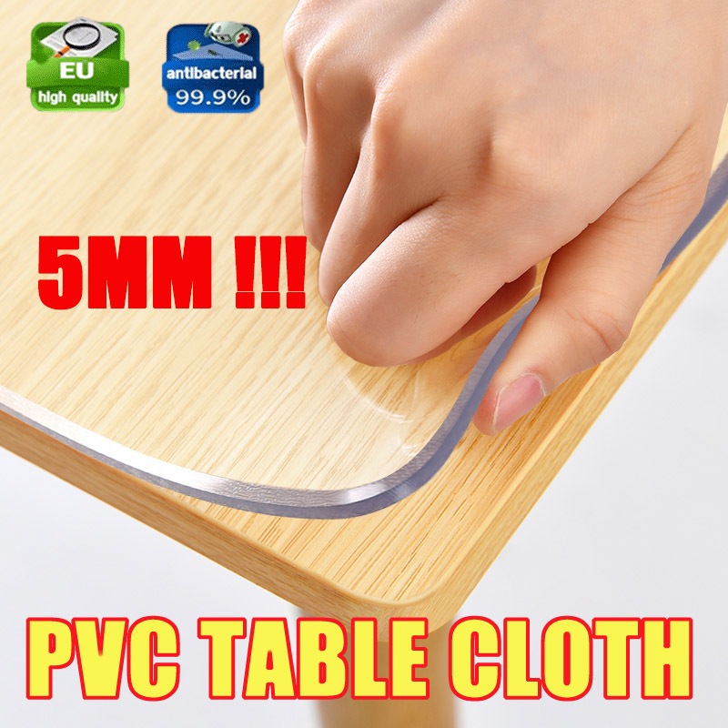 【5MM】PVC Table Cloth Transparent 1.5/1mm Rectangular 6/8 Seats Heat ...