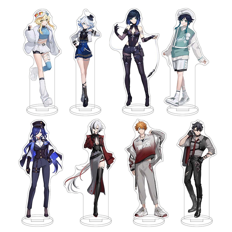 Genshin impact stand furina zhongli acrylic double-sided vertical ...