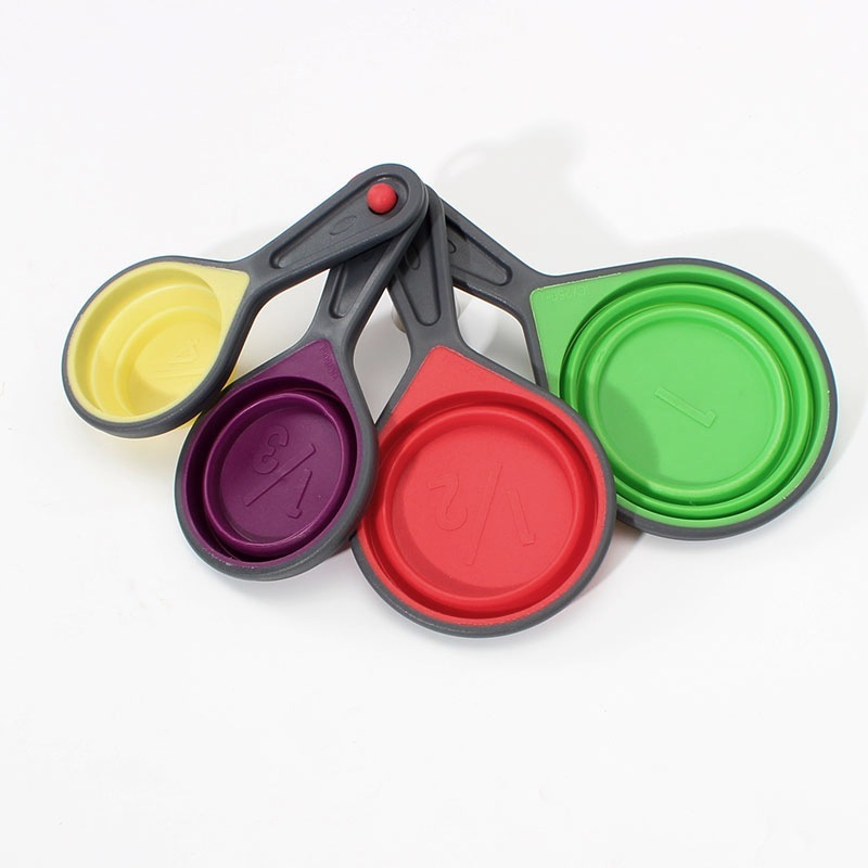 Colourful Foldable Measuring Spoon Measuring Cups Set of 4 Retractable ...