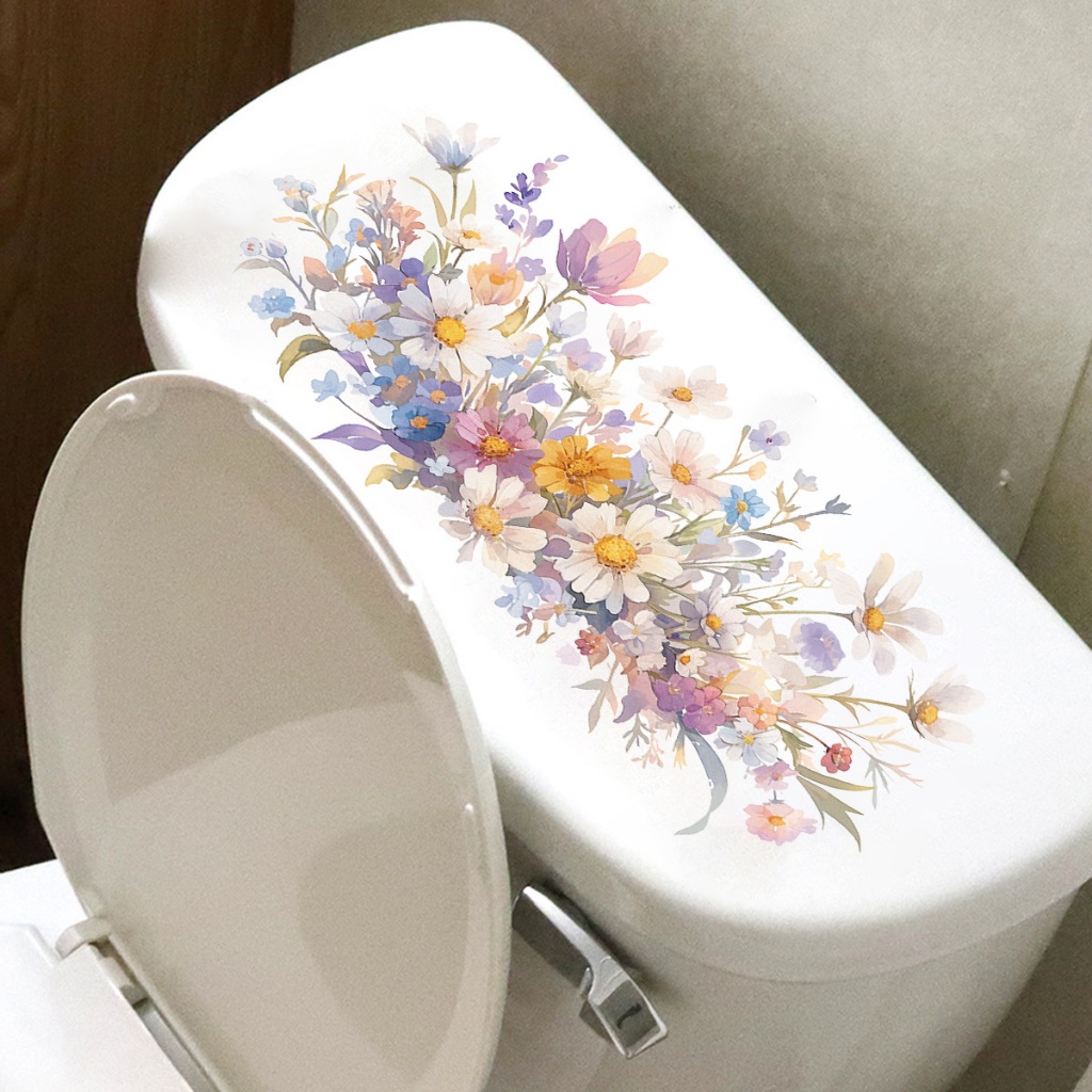 Colorful Flower Bush Decoration Toilet Sticker Toilet Toilet Decoration ...