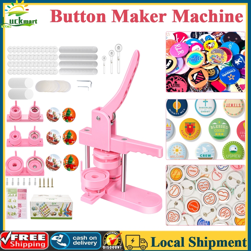 Local Shipment+COD Push-Pull Button Badge Maker Machine, DIY Pin Button ...