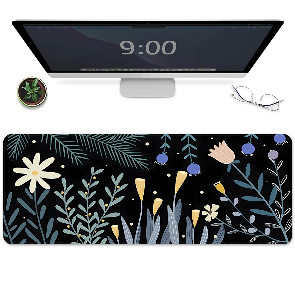 Floral Desk Mat Large Gaming Flower Mouse Pad Plant Wildflower Mousepad ...