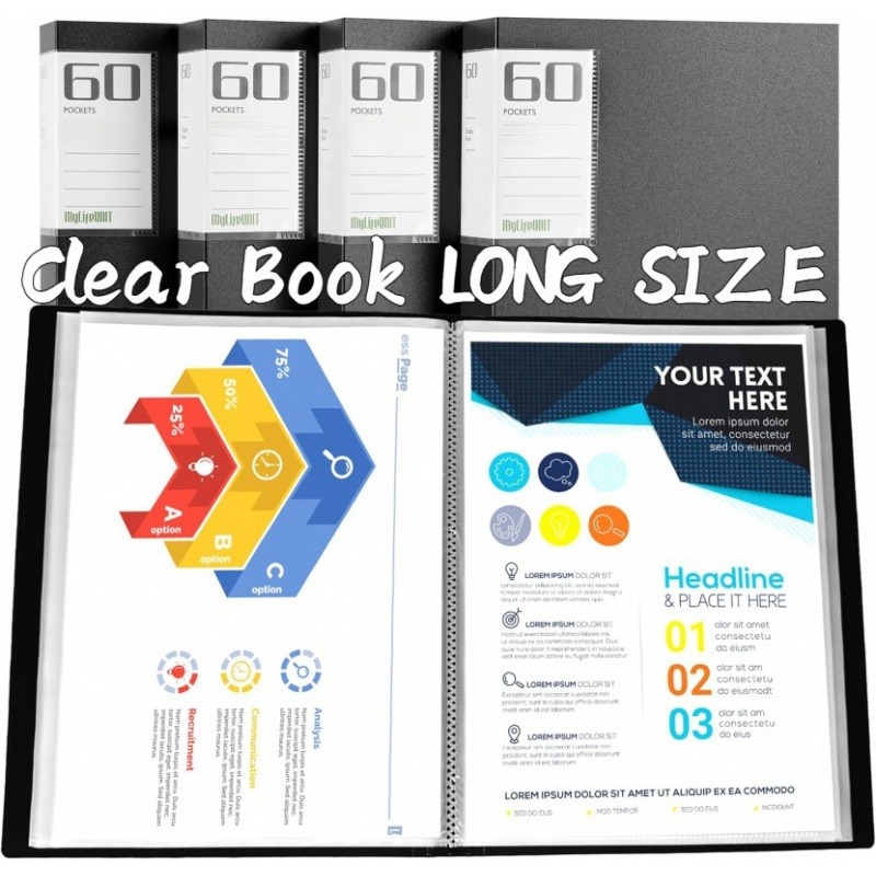 Clear Book Long Clear Folder Expanding File Folder with Clear Sheet ...