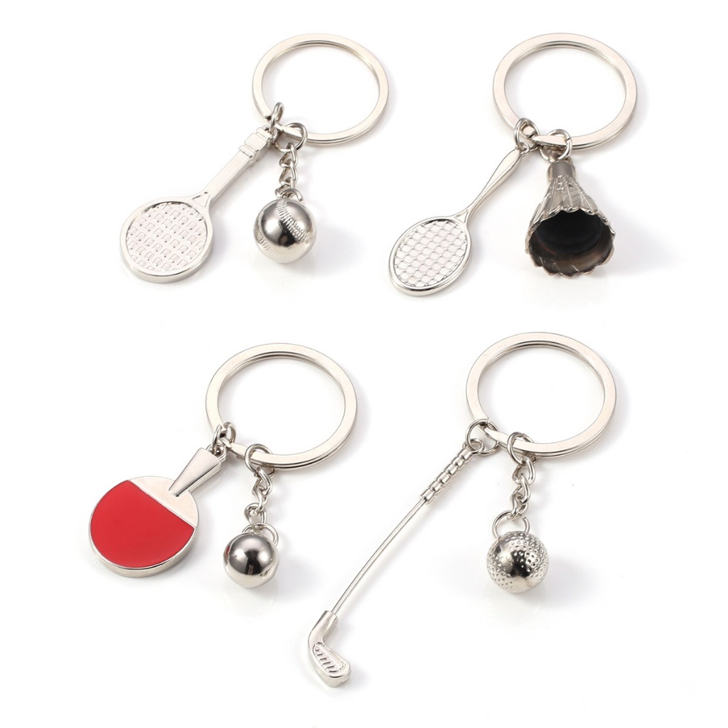 Creative Badminton Racket Metal Keychain Golf Tennis Table Funny ...