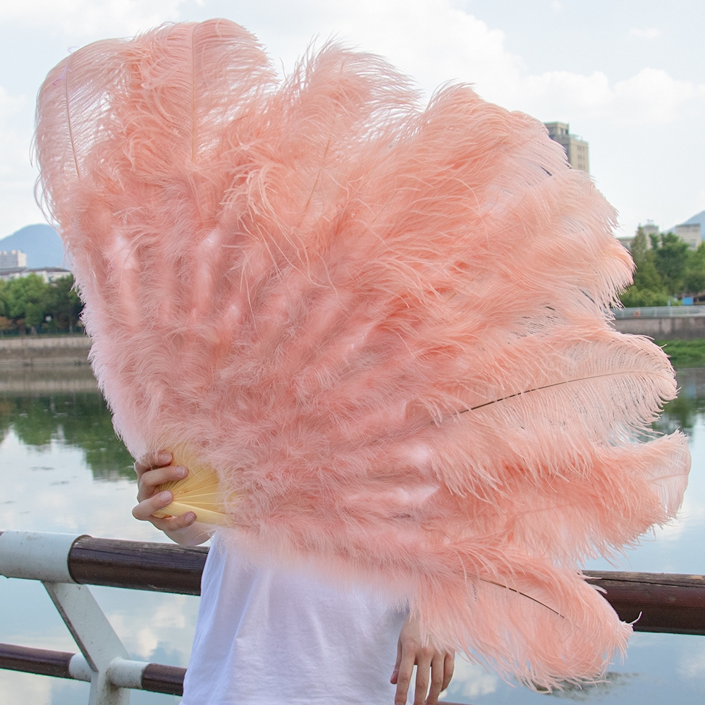 Ostrich Feather Fan Foldable hand-held fluffy feather fan for large ...