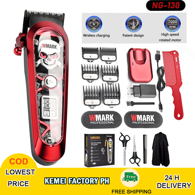 Original WMARK NG-130 Hair Clipper Wireless Charging Barber Full Transparent Hair Cutting ...