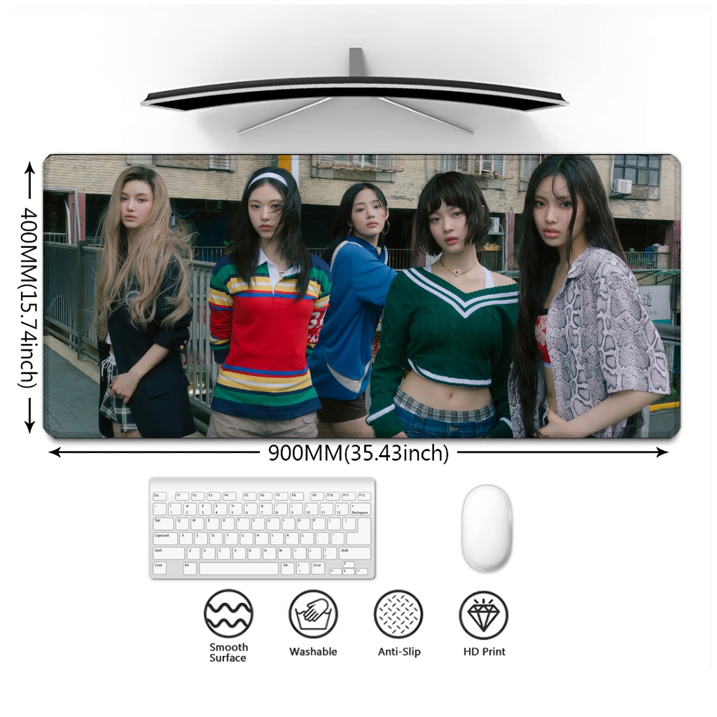 Mouse Pad Gaming Desk Mat Korean Girl Group NewJeans Waterproof Anti ...