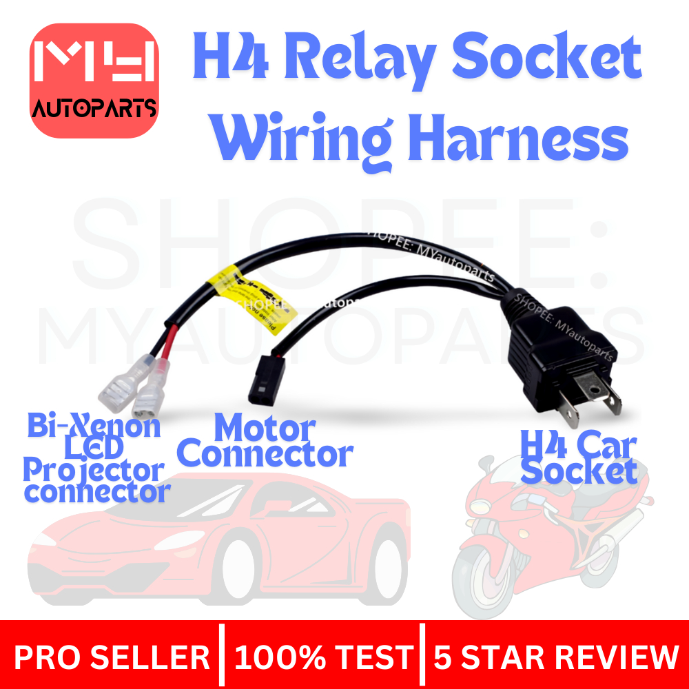 H4 Socket Connector Relay harness Wire For LED Bulb Lamps Bi LED ...