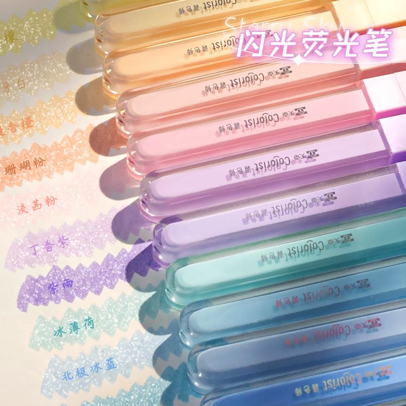New Korean style Flash Fluorescent Pen Highlighter Pen Student Marking ...