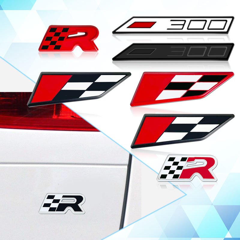 Car 3D Metal Sticker Race 300 Flag Emblem Fender Side Rear Trunk Badge ...