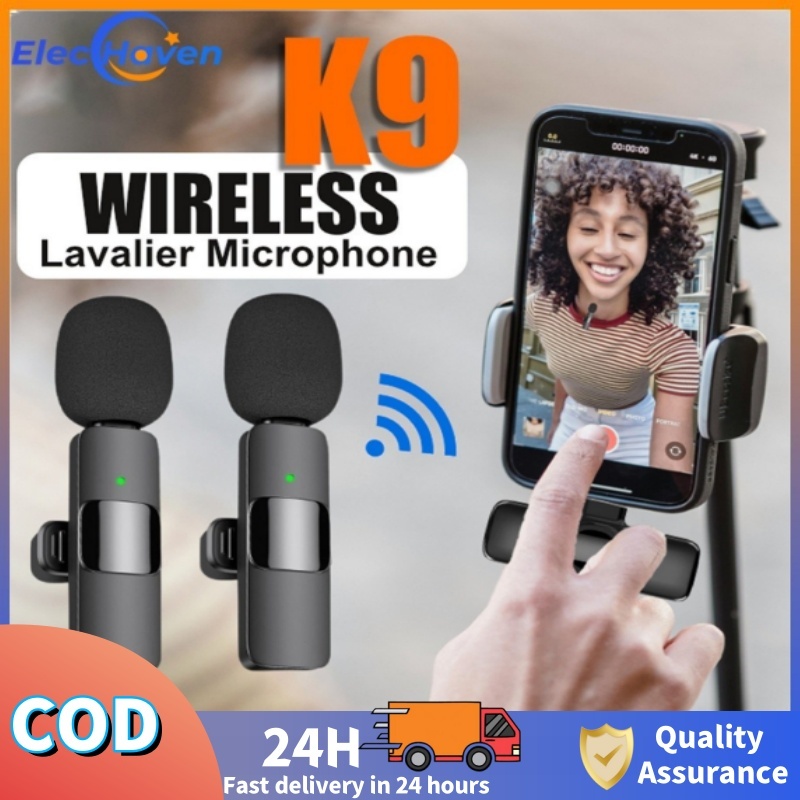 K9 Wireless Lavalier Microphone for Vlogging Noise Cancelling Lapel Mic ...
