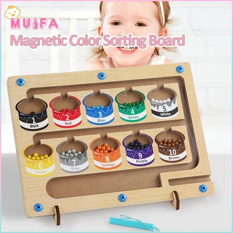 Magnetic Color Sorting Board and Number Maze Magnet Wooden Counting ...