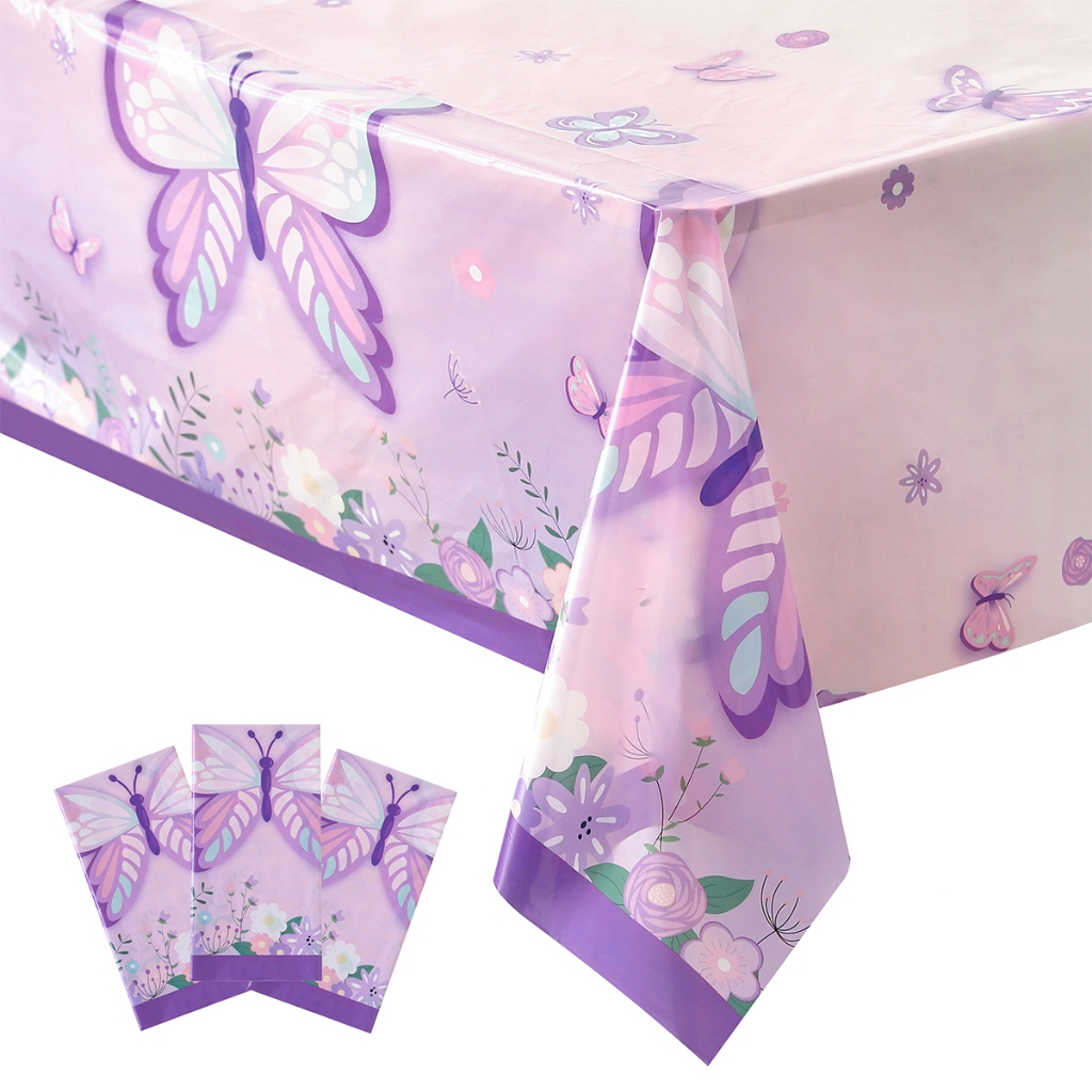 Purple butterfly tablecloth, birthday party decoration table cloth ...