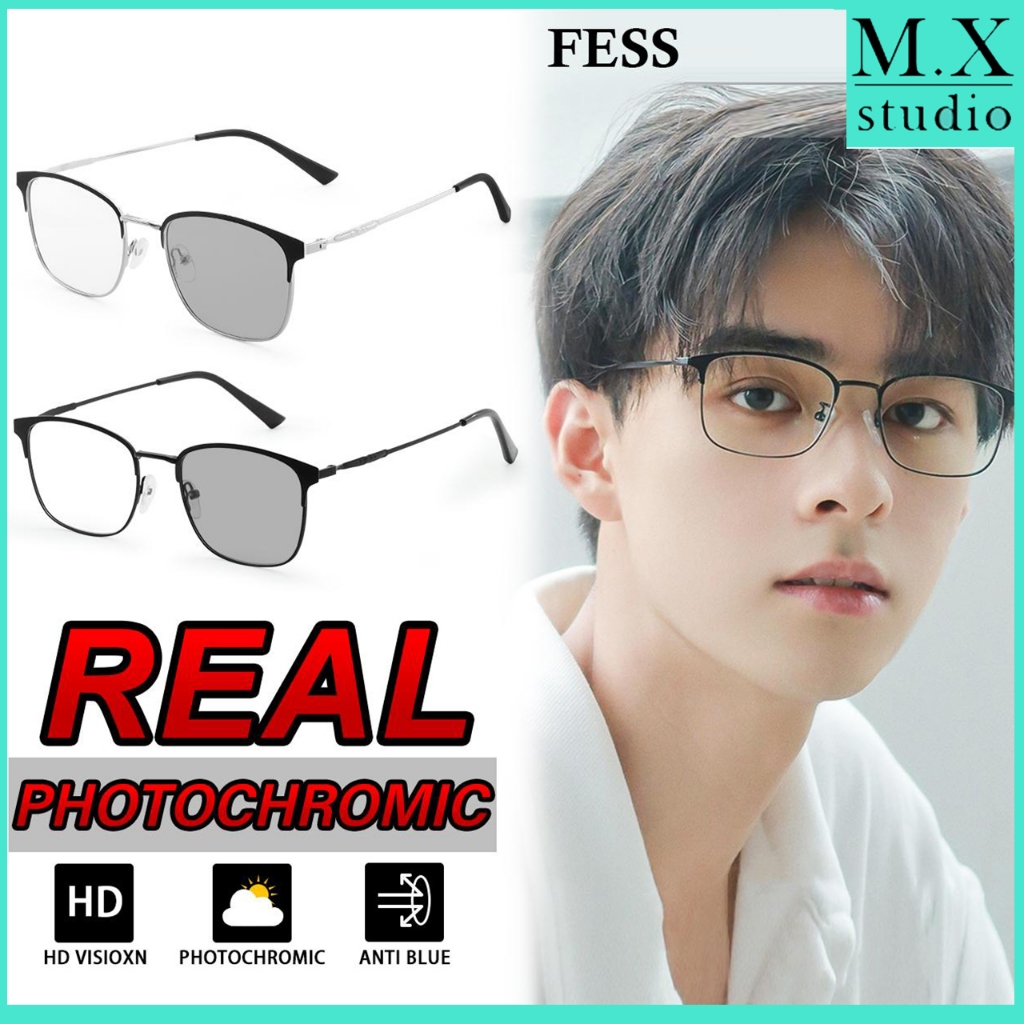 Photochromic eyeglasses Metal Frame eyeglasses Change Color Anti-UV ...