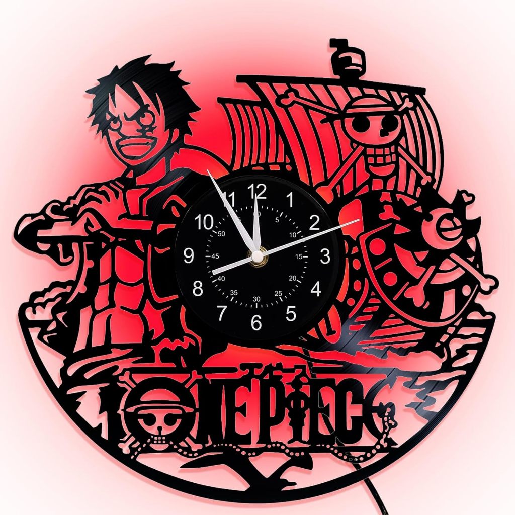 Anime One Piece Wall Clock Gifts, Creative 7 Color Night Lamp 12 Inches ...