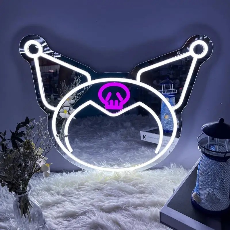 New Sanrio Hello Kitty Led Mirror Neon Lights Heart Mirror Led Neon ...