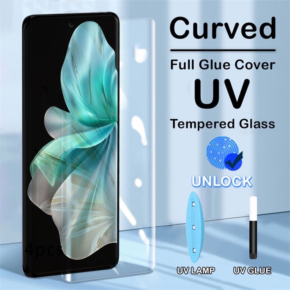 Full Cover UV Liquid Glue Curved Tempered Glass for VIVO V50 V40E V40 Pro V40 Lite V30E V30 Pro ...