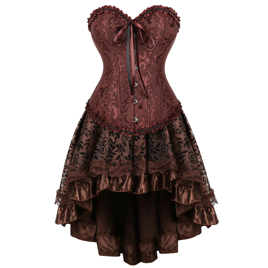 Gothic Corsets for Women Steampunk Corset Dress Bustiers Top with Skirt ...