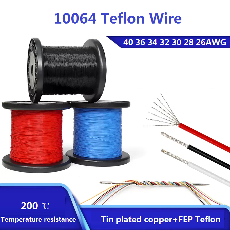 10064 Teflon High Temperature Wire FEP Tin Plated Copper Wire 40 36 34 32 30 28 26AWG Teflon ...