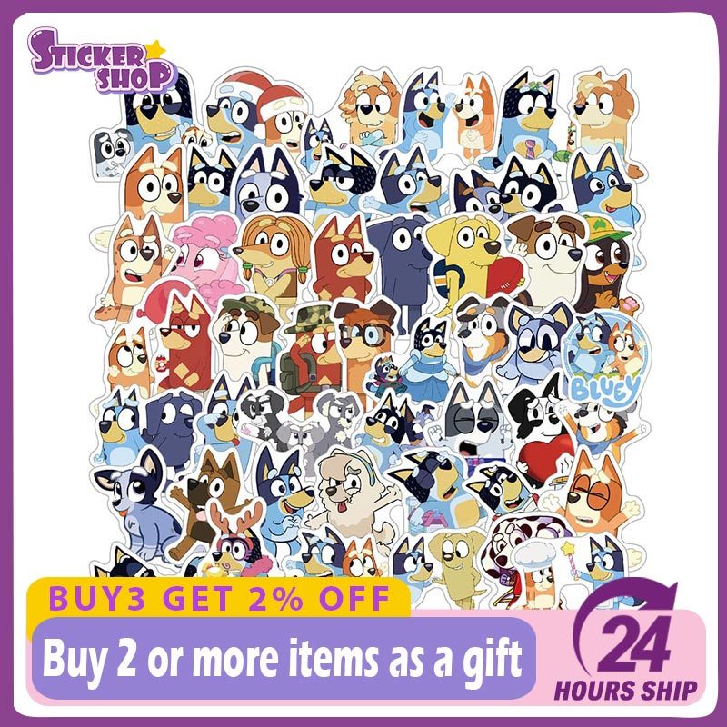 100pcs BLUEY Sticker Cute Graffiti Decals for Kid Cartoon Decoration ...