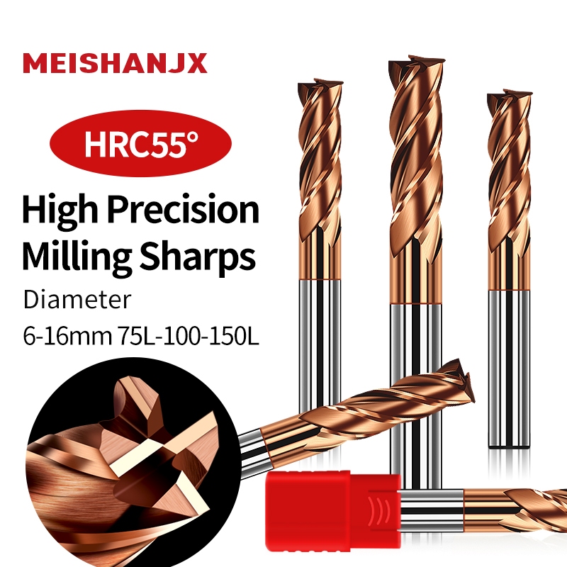 HRC55 Endmill Carbide Tungsten Steel Milling Cutter 4 Flute 6mm-16mm ...